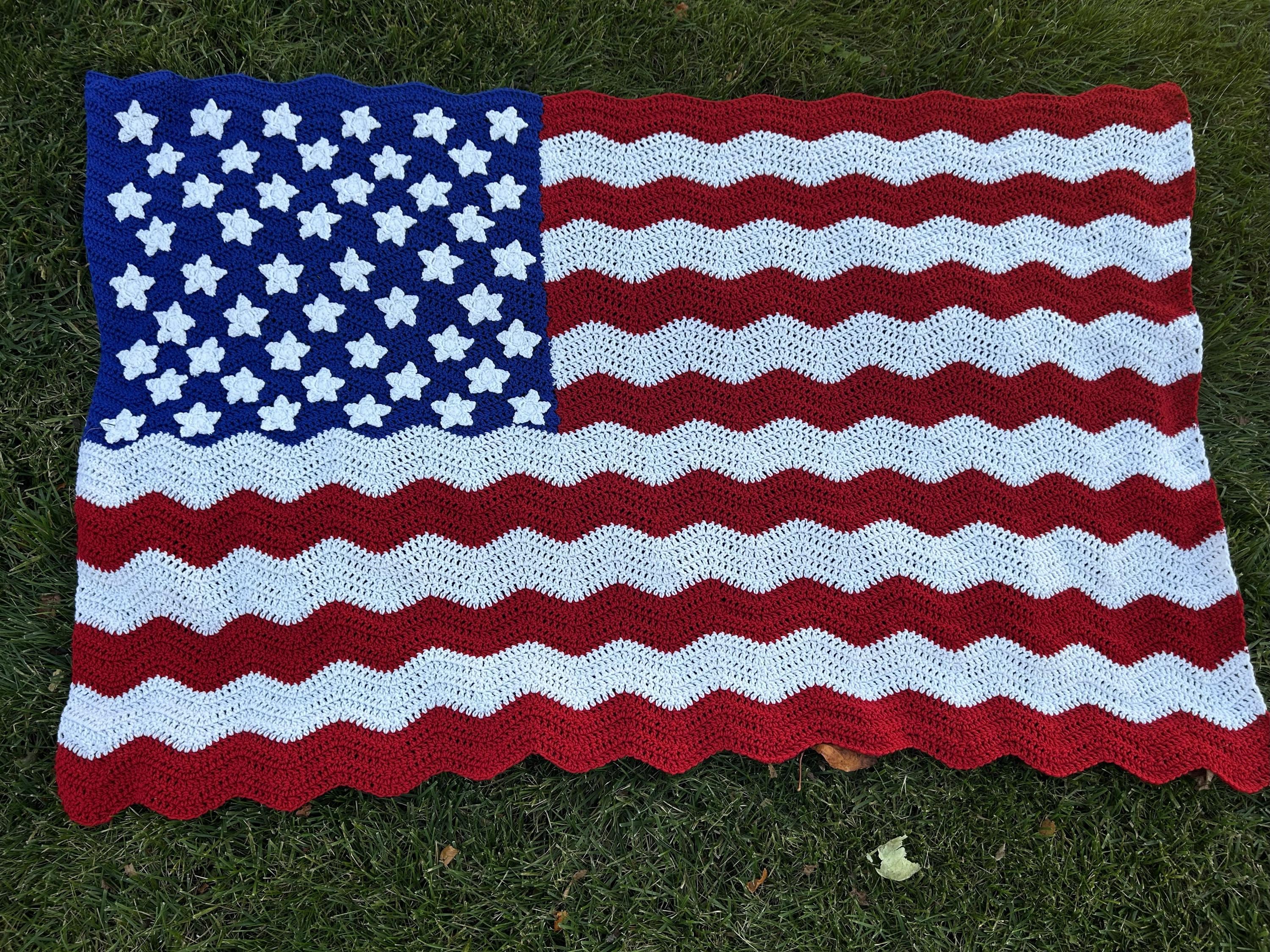 U.S. Flag Crochet Blanket Pattern | Patriotic Red White Blue Throw ...