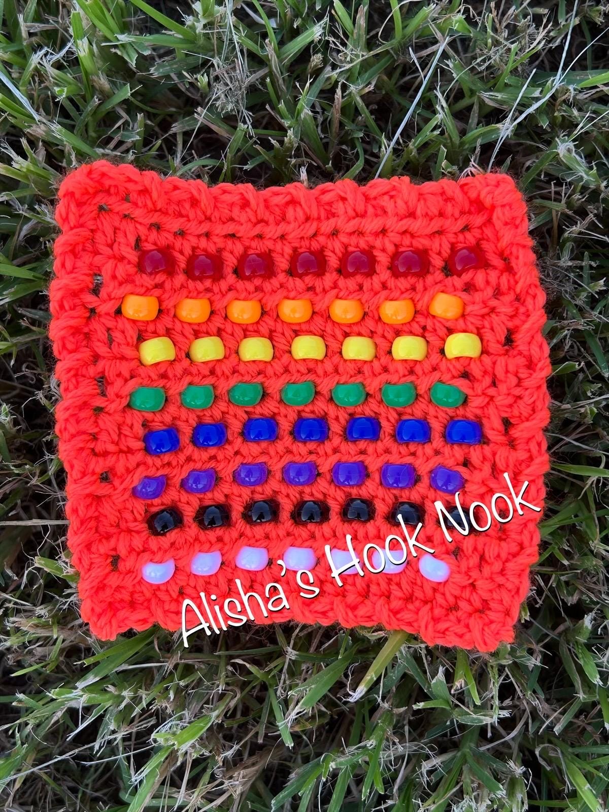 Square Fidget Sensory Toy – Crochet Bead Fidget | 5"x4.5" | Cotton or ...
