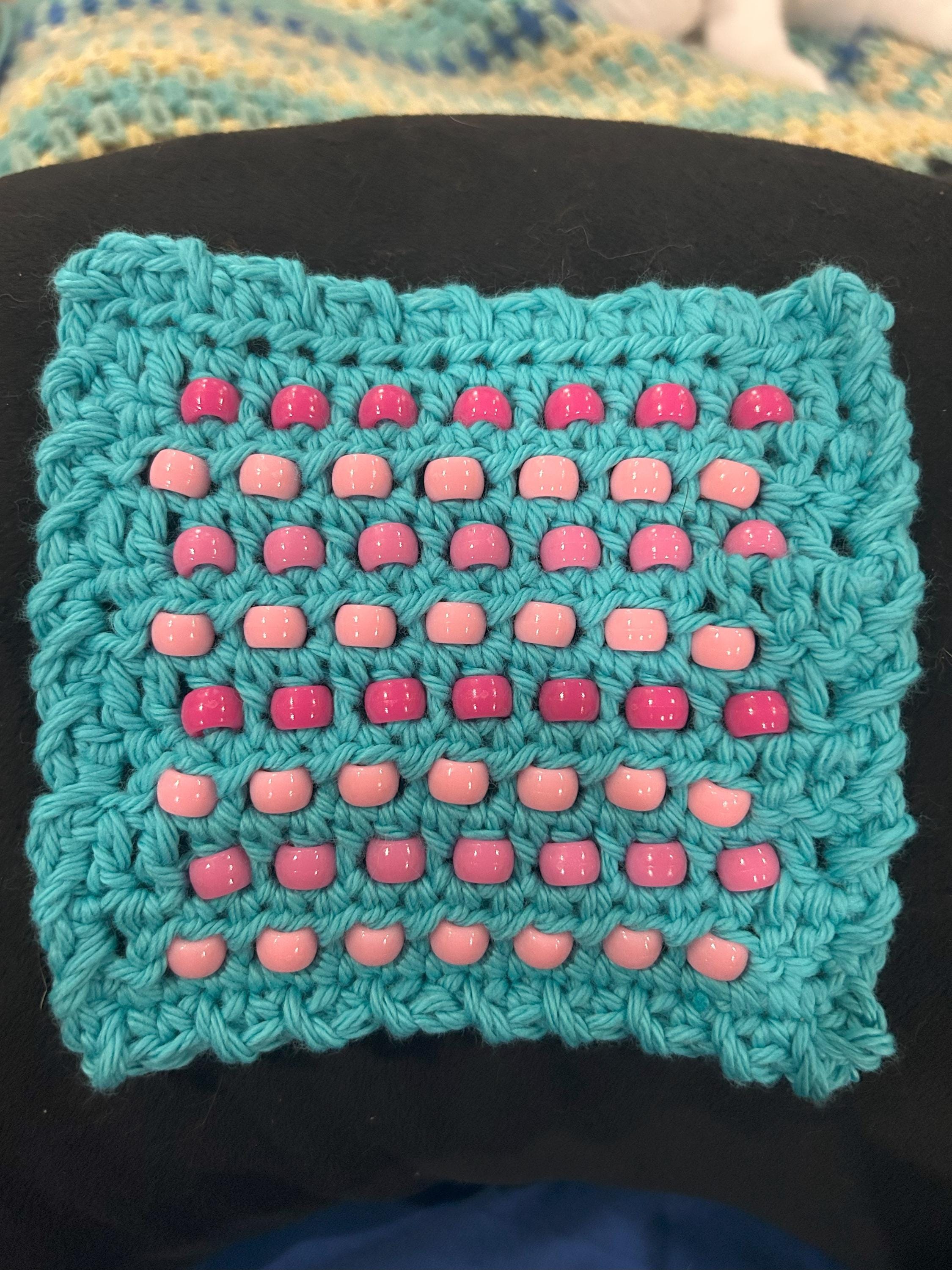 Square Fidget Sensory Toy – Crochet Bead Fidget | 5"x4.5" | Cotton or ...