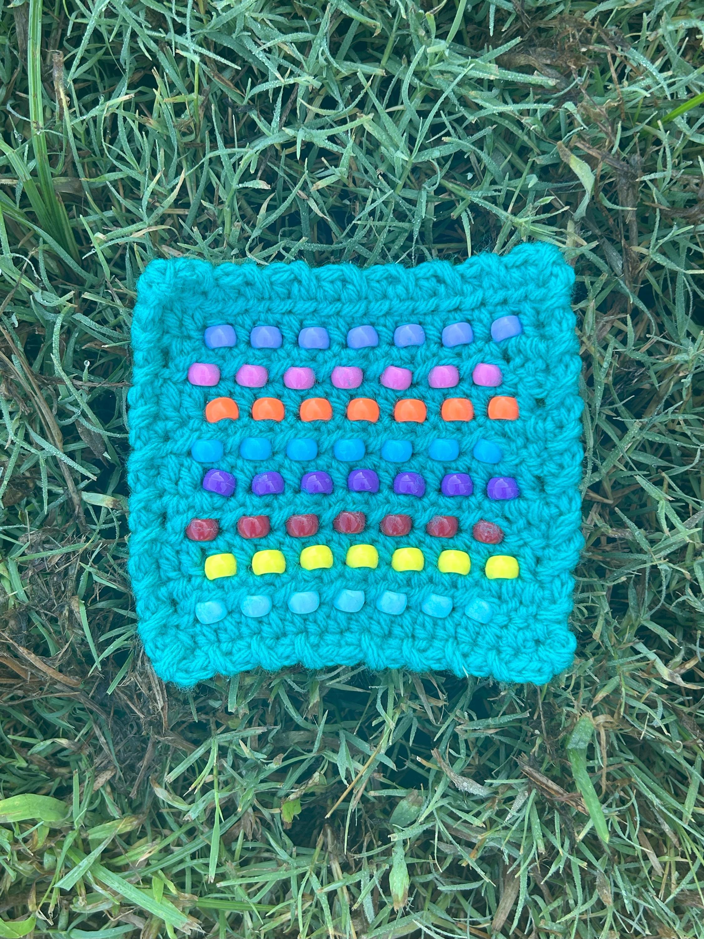 Square Fidget Sensory Toy – Crochet Bead Fidget | 5"x4.5" | Cotton or ...