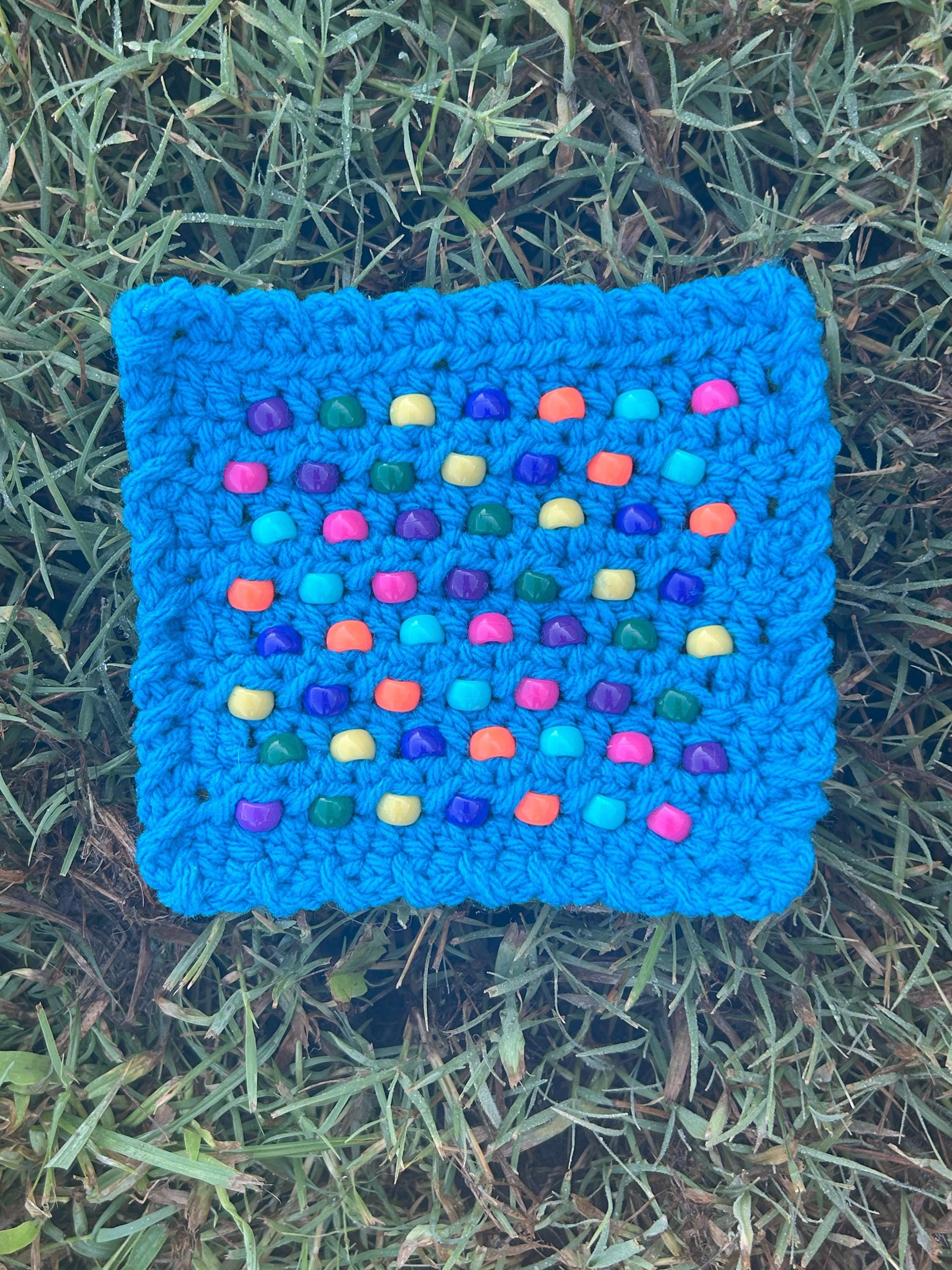 Square Fidget Sensory Toy – Crochet Bead Fidget | 5"x4.5" | Cotton or ...