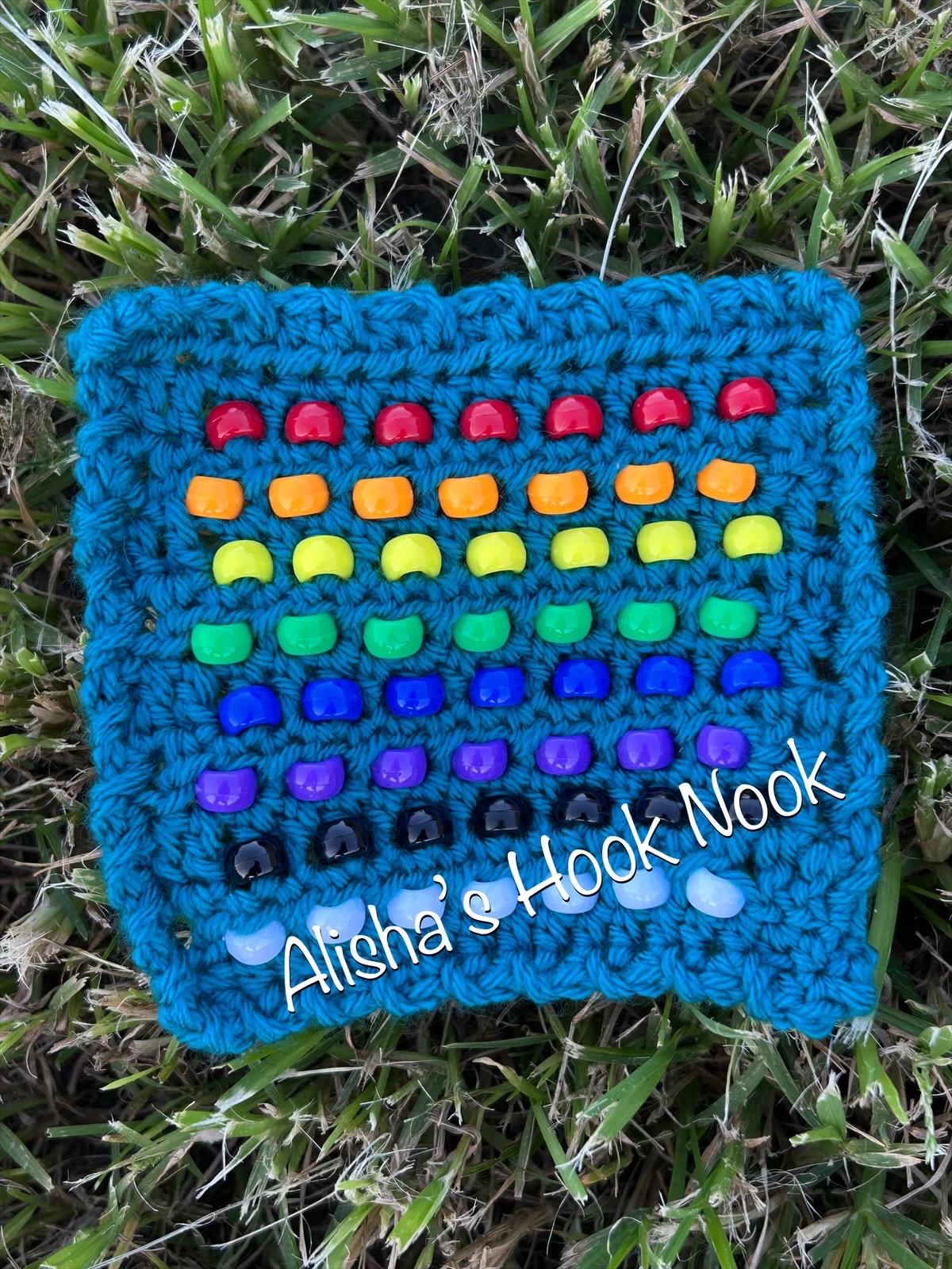 Square Fidget Sensory Toy – Crochet Bead Fidget | 5"x4.5" | Cotton or ...