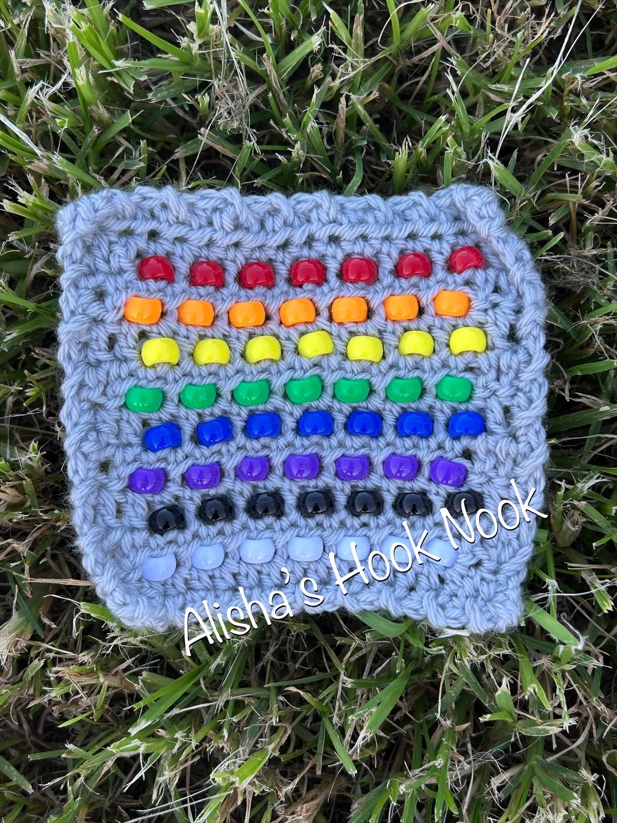 Square Fidget Sensory Toy – Crochet Bead Fidget | 5"x4.5" | Cotton or ...
