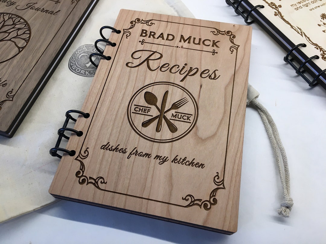 Custom Recipe Journal Wood Notebook Personalized Gift Chef Life Story ...