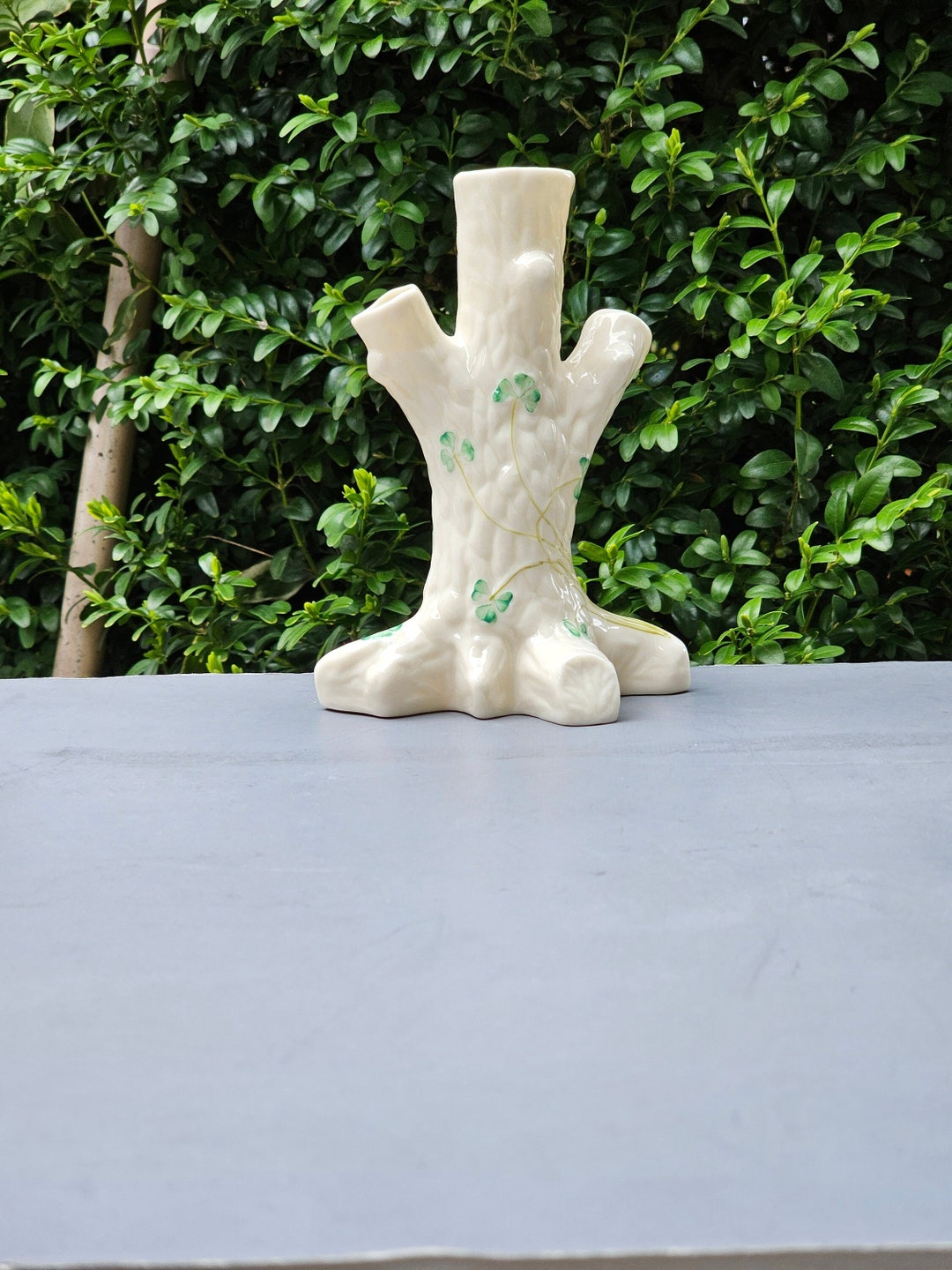 Belleek Tree Trunk Flower Vase, Tree Shaped Vase With Shamrocks, Gift ...
