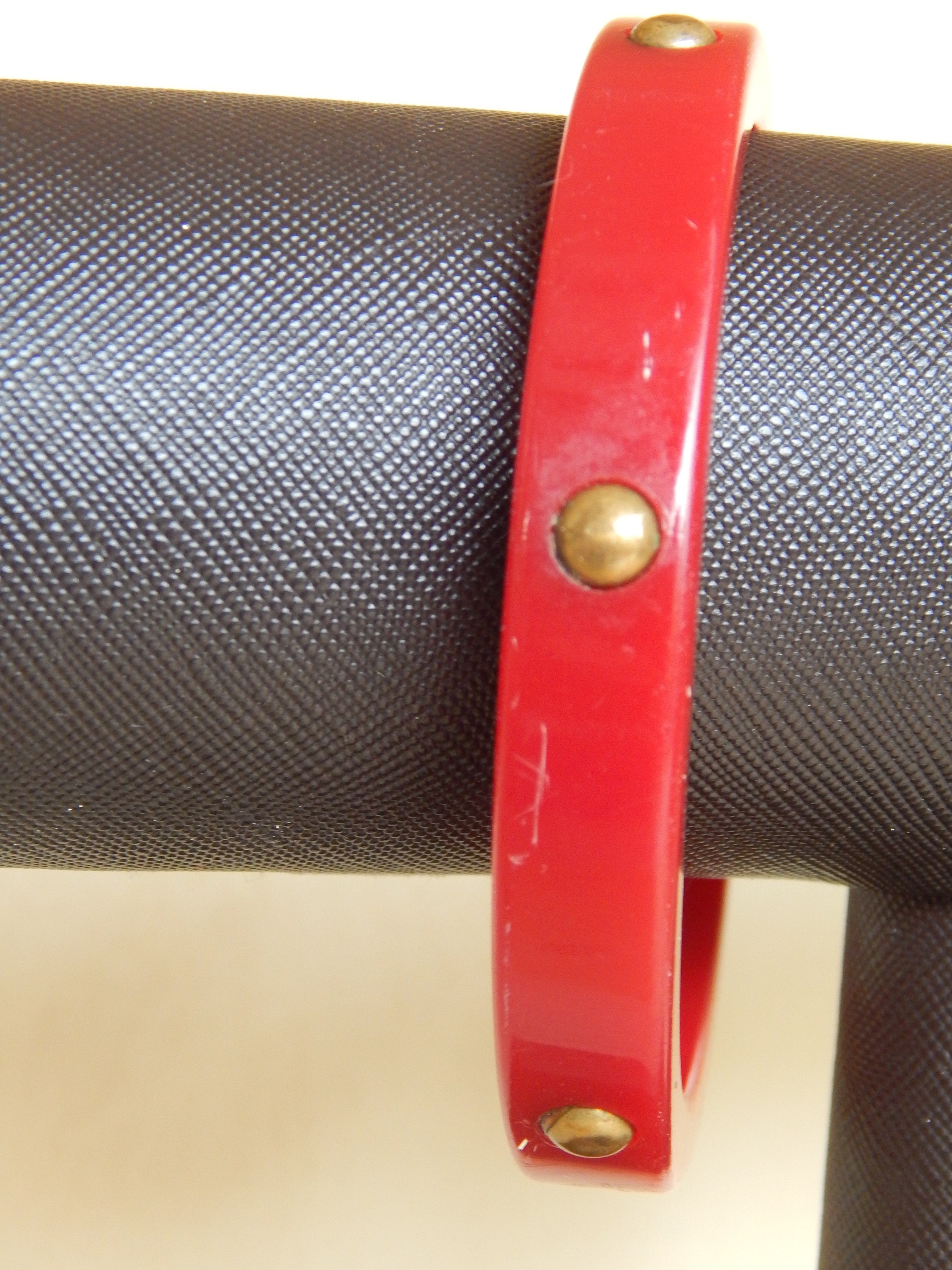Vintage Red Bakelite Bangle Bakelite Bangle with Brass Studs | Etsy