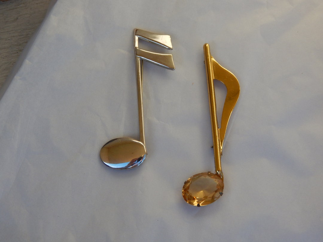 Vintage Sterling Silver, Musical Notes Brooch, Music Note Pin, 3 Tall ...