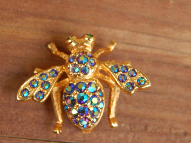 Bee Brooch Rhinestone Crystal Bee Pin Bumble Bee Jewelry - Etsy