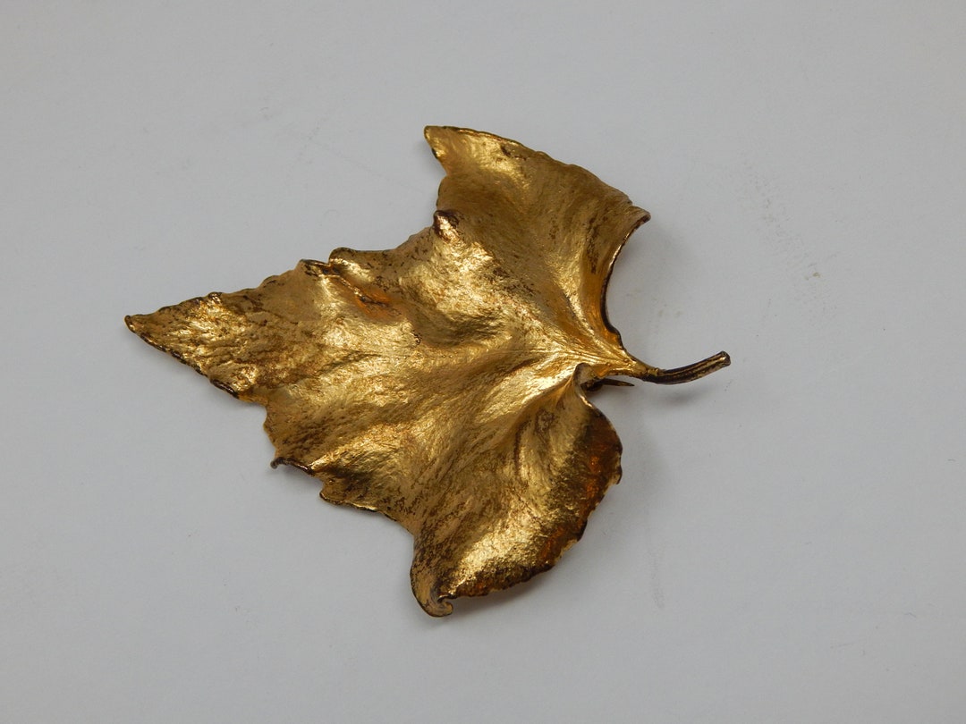 Vintage Danish Leaf Brooch, Gold Leaf Pin, Denmark, Danish Jewelry ...