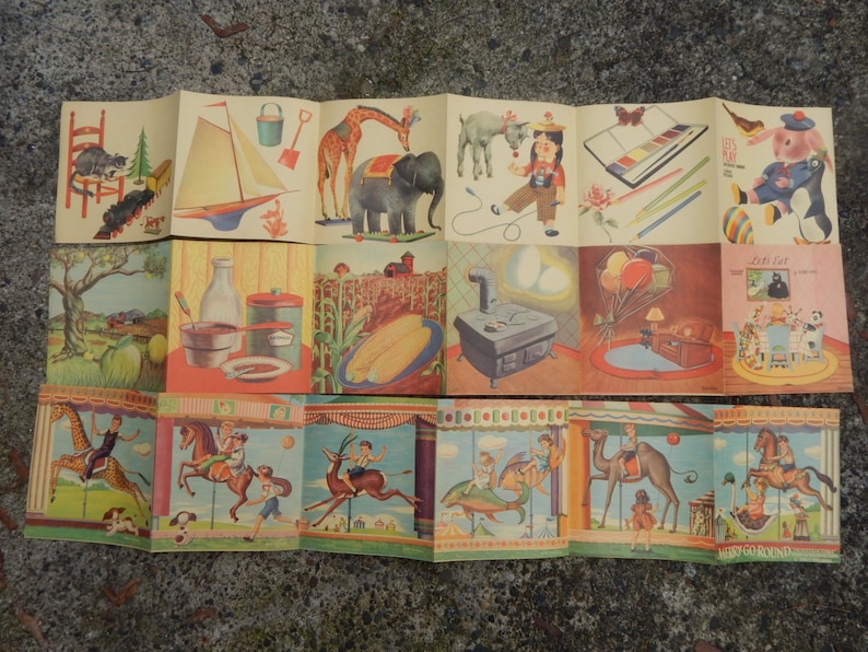 Vintage Childrens Illustrated Fold Out Books Collectible - Etsy