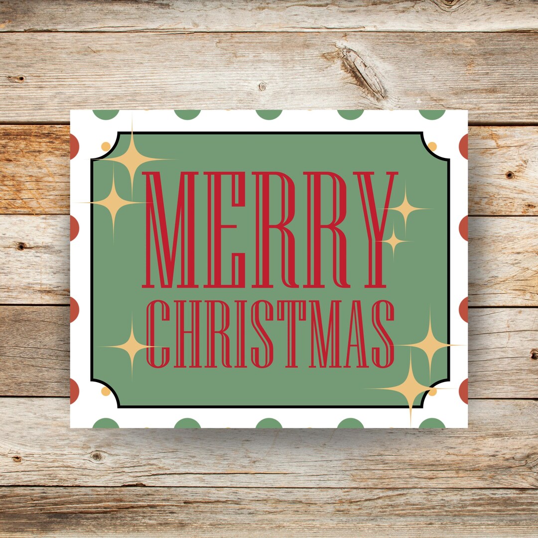 Vintage Merry Christmas Sign, Christmas Wreath Sign, Red and Green ...