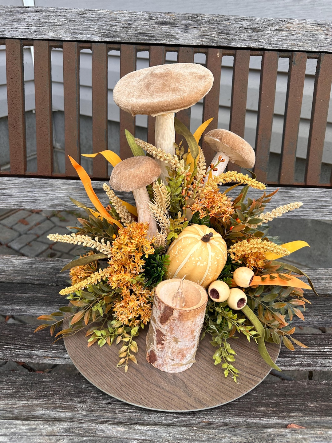 Fall Mushroom Centerpiece, Thanksgiving Mushroom Decor, Neutral Fall ...