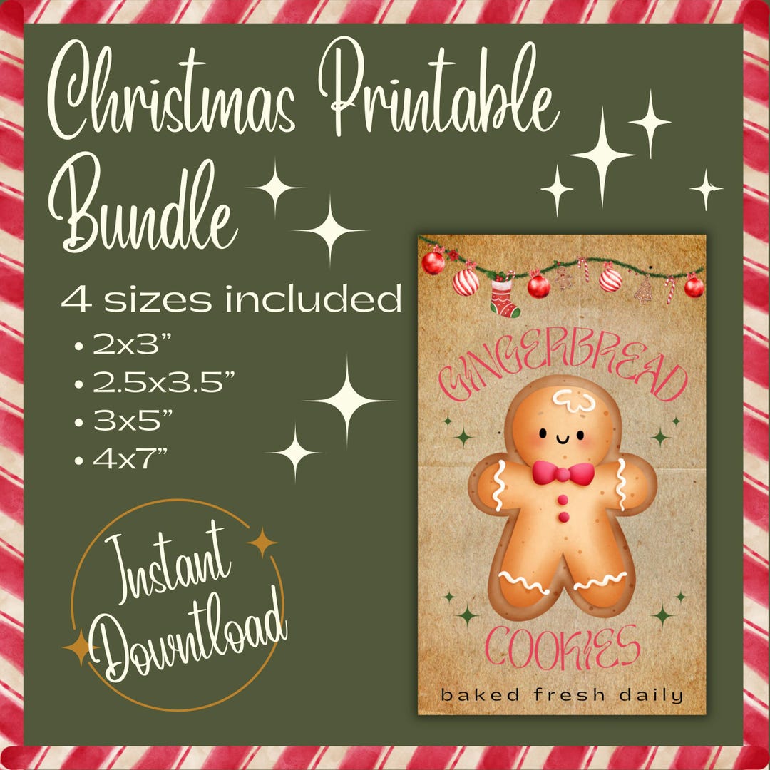 Gingerbread Cookies Collage Sheet Labels, Christmas Cookie Printable ...