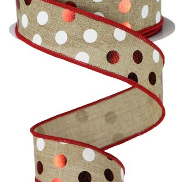 Red Polka Dot Wired Ribbon - Etsy