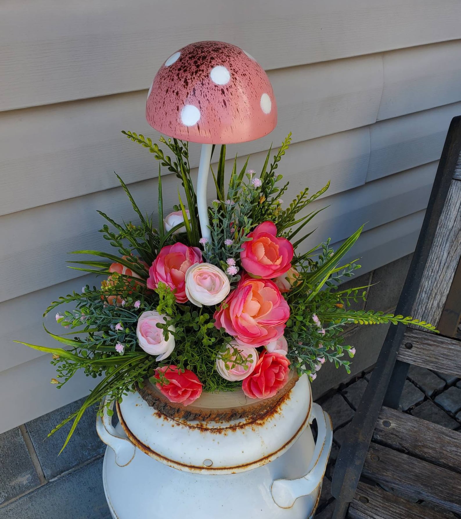 Spring Mushroom Centerpiece Pink Spring Floral Arrangement - Etsy