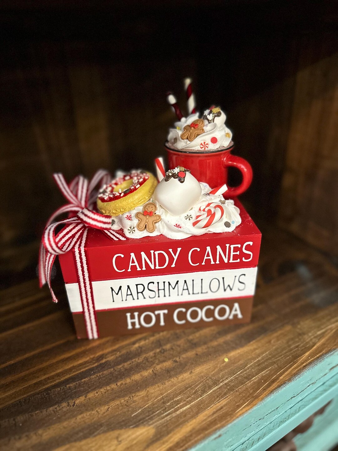 Fake Hot Cocoa Drink, Faux Hot Chocolate, Tiered Tray Decor, Candy Cane ...