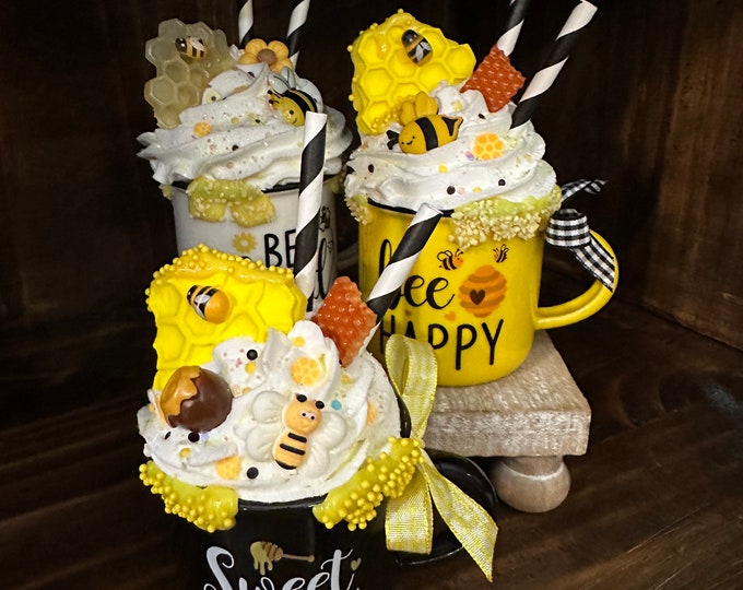 Fake Bee Drink, Faux Summer Bee Drink, Bee Tiered Tray Decor, Kitchen ...