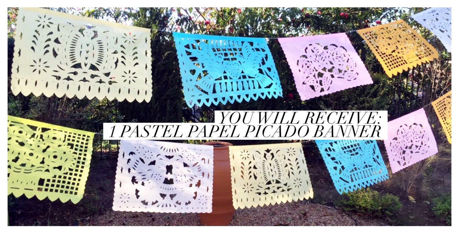 Pastel Fiesta Party Pack: Papel Picado Banner, Table Runner ...