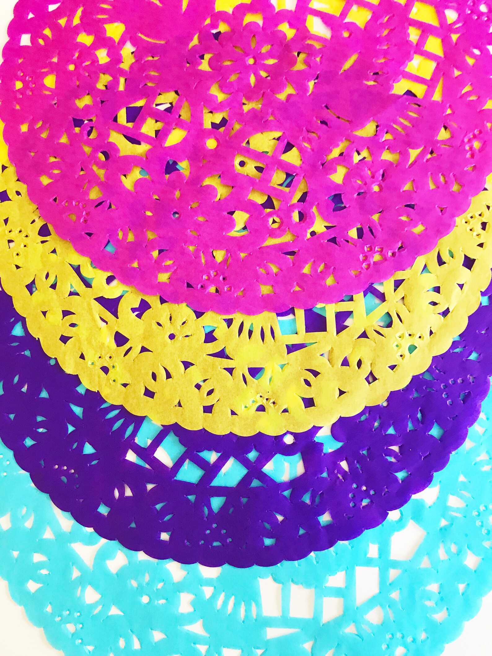 Mexican Part Decoration, Set of 4 Papel Picado Centerpiece or Placemats ...