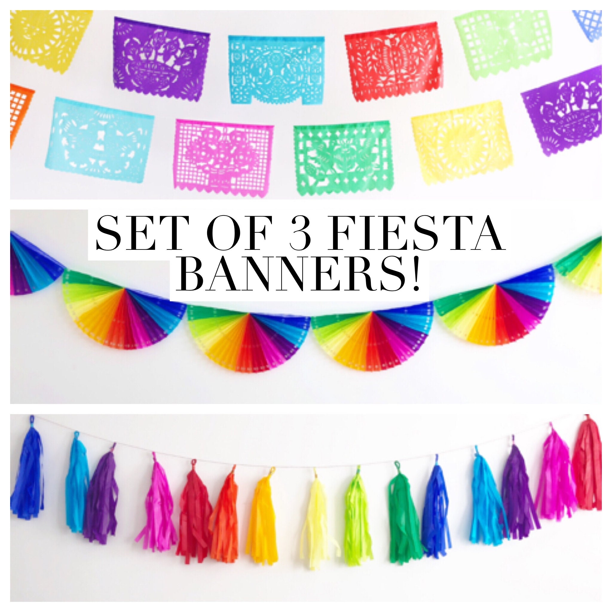 Fiesta Party Pack Set/3 Mexican Banners 1 Papel Picado | Etsy