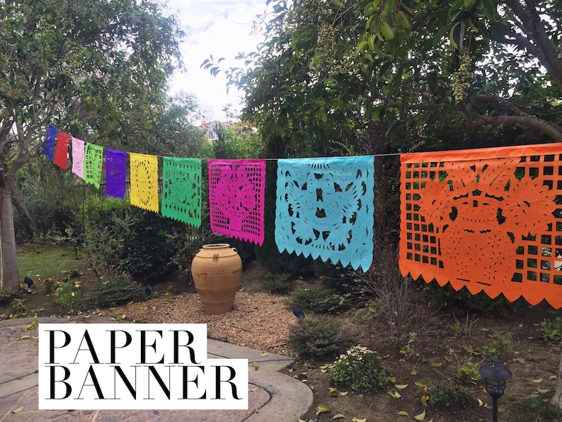 Mexico Papel Picado Banner Tissue Paper or Plastic Garland - Etsy