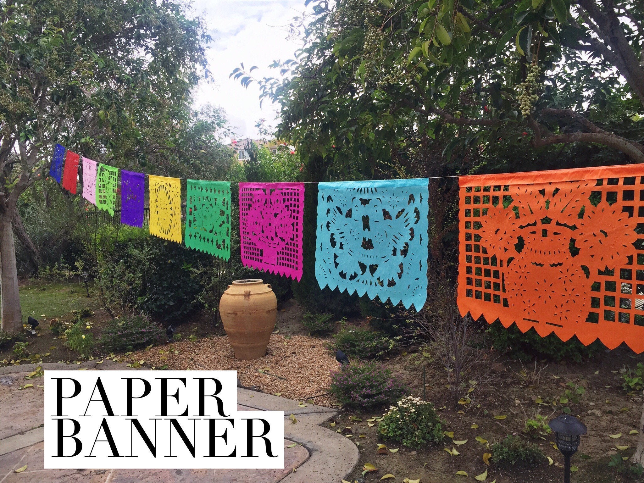 Mexico Papel Picado Banner Tissue Paper or Plastic Garland - Etsy