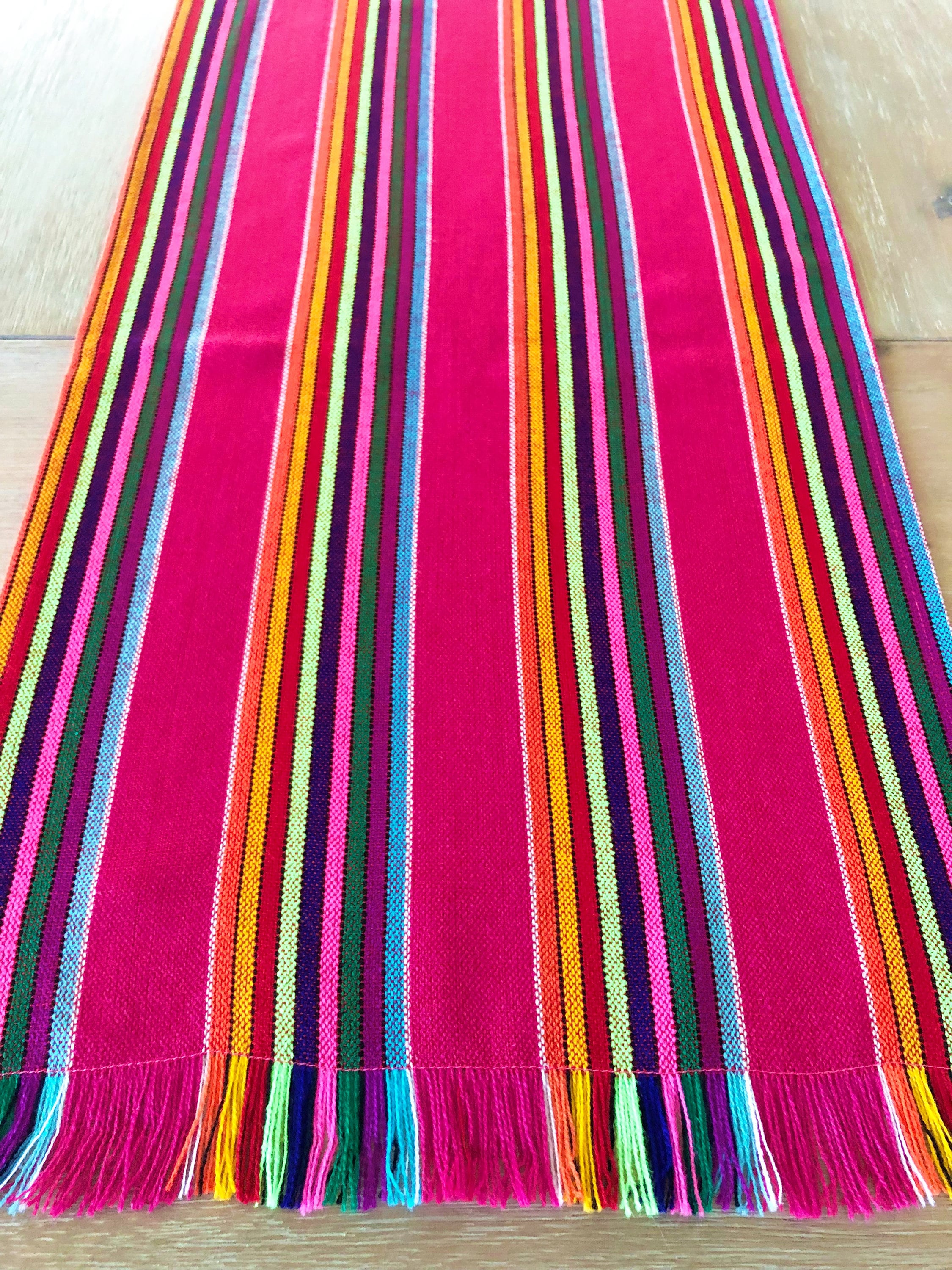 Mexican Table Runner: Pink Boho Chic Striped Linens - Etsy