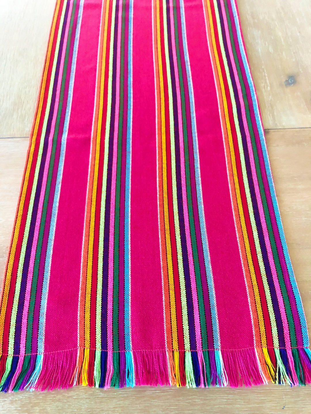 Mexican Table Runner: Pink Boho Chic Striped Linens - Etsy