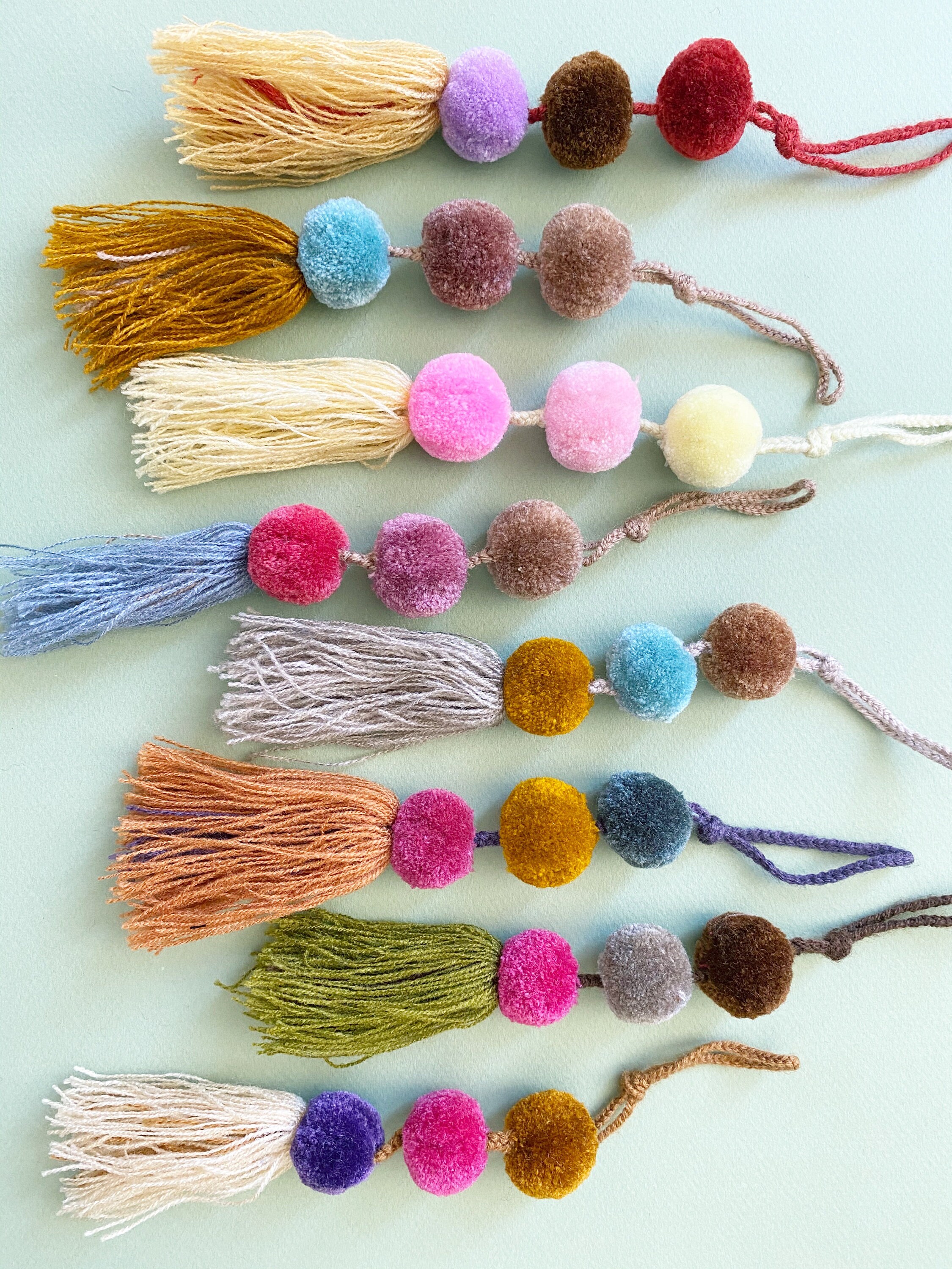 Bohemian Pom pom tassel Parisian colors pompom charm Boho | Etsy