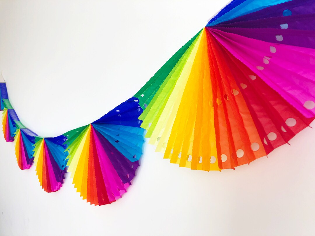 Rainbow Tissue Paper Fan Garland: Fiesta Party Banner - Etsy