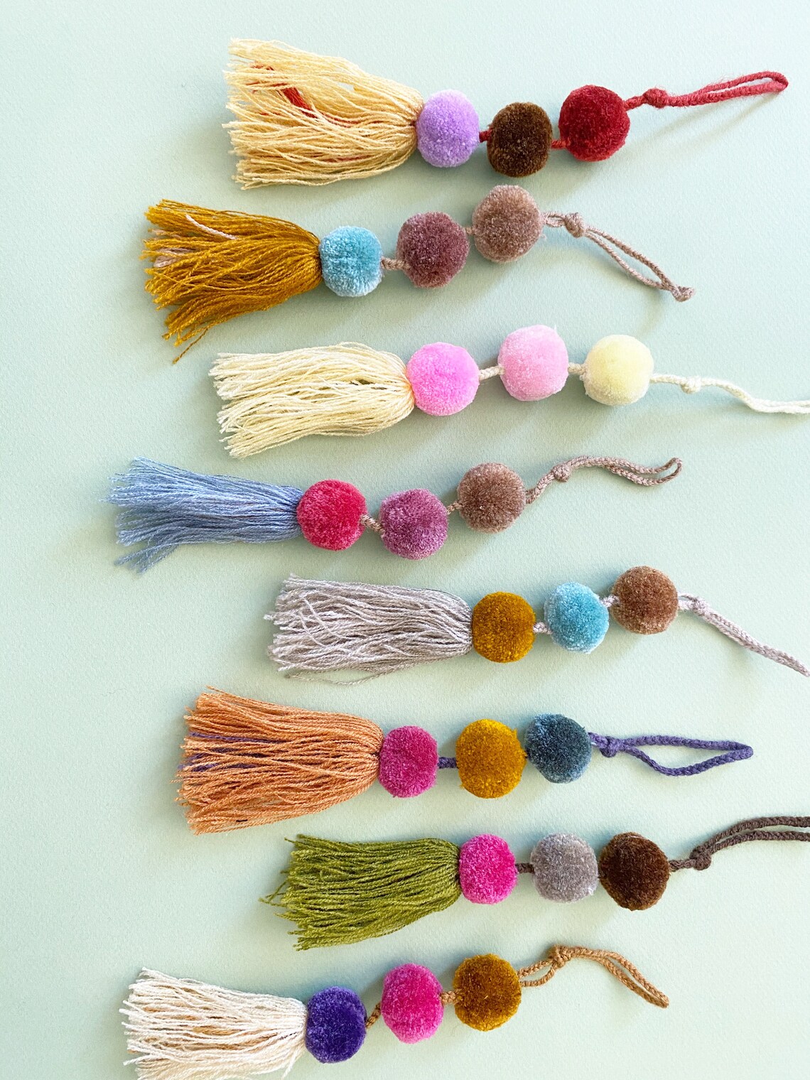 Bohemian Pom pom tassel Parisian colors pompom charm Boho | Etsy