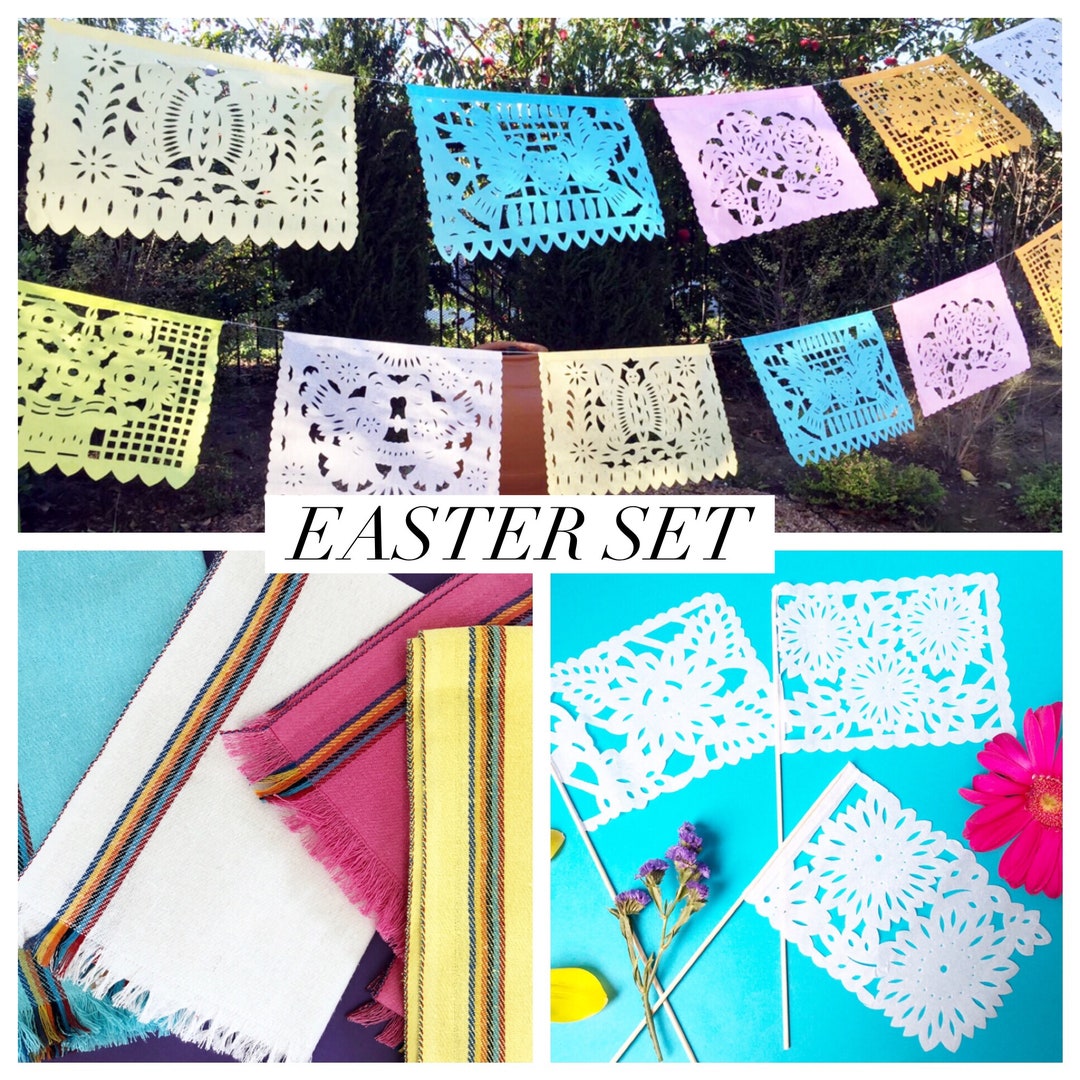 Pastel Fiesta Party Pack: Papel Picado Banner, Table Runner ...