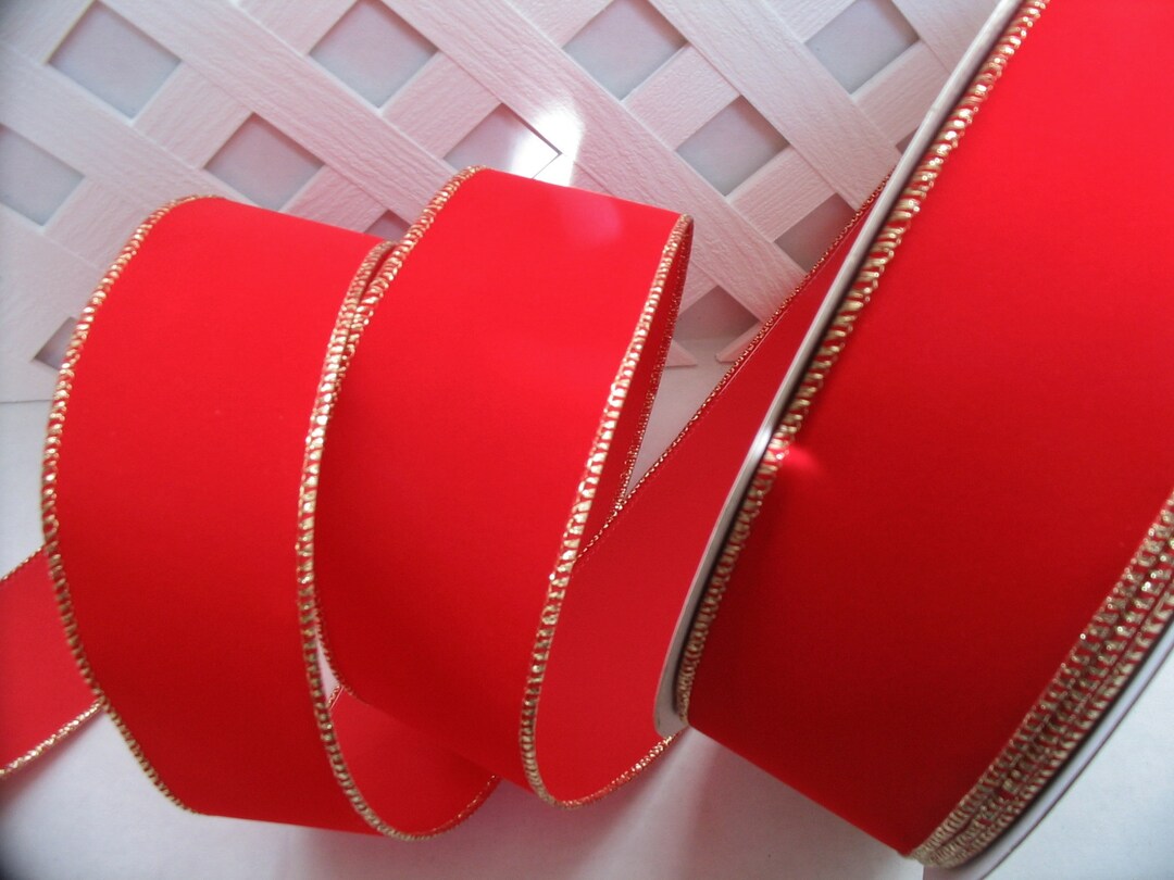 Red Velvet Holiday Ribbon, 10 Yard Wired Velvet Christmas Wreath Ribbon ...