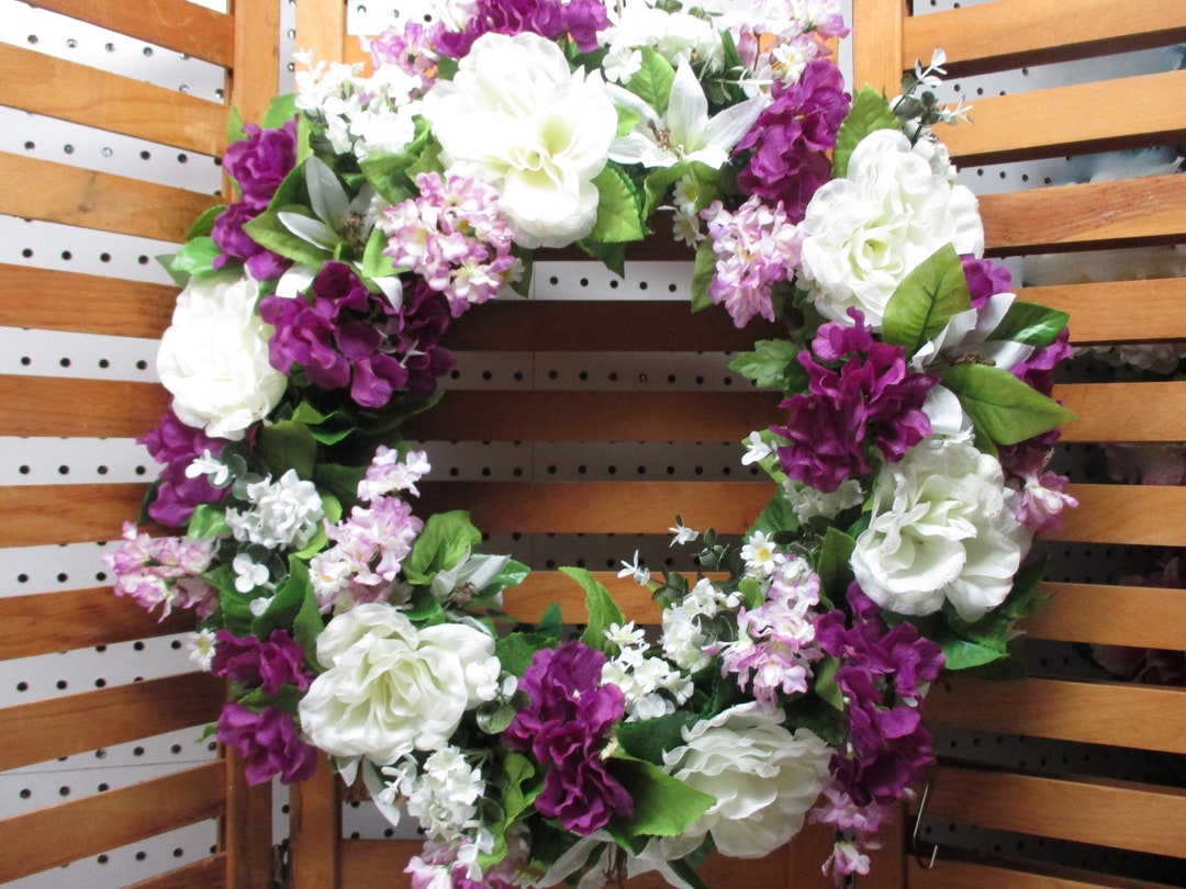 Lilac Door Wreath, Hydrangea Door Wreath, Purple Door Wreath - Etsy