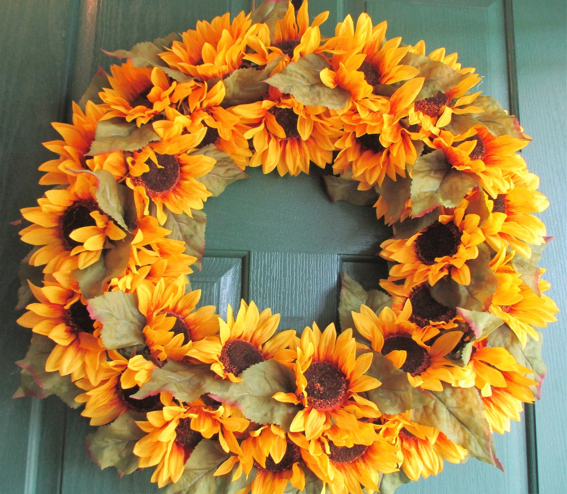 Sunflower Welcome Door Wreath - Etsy