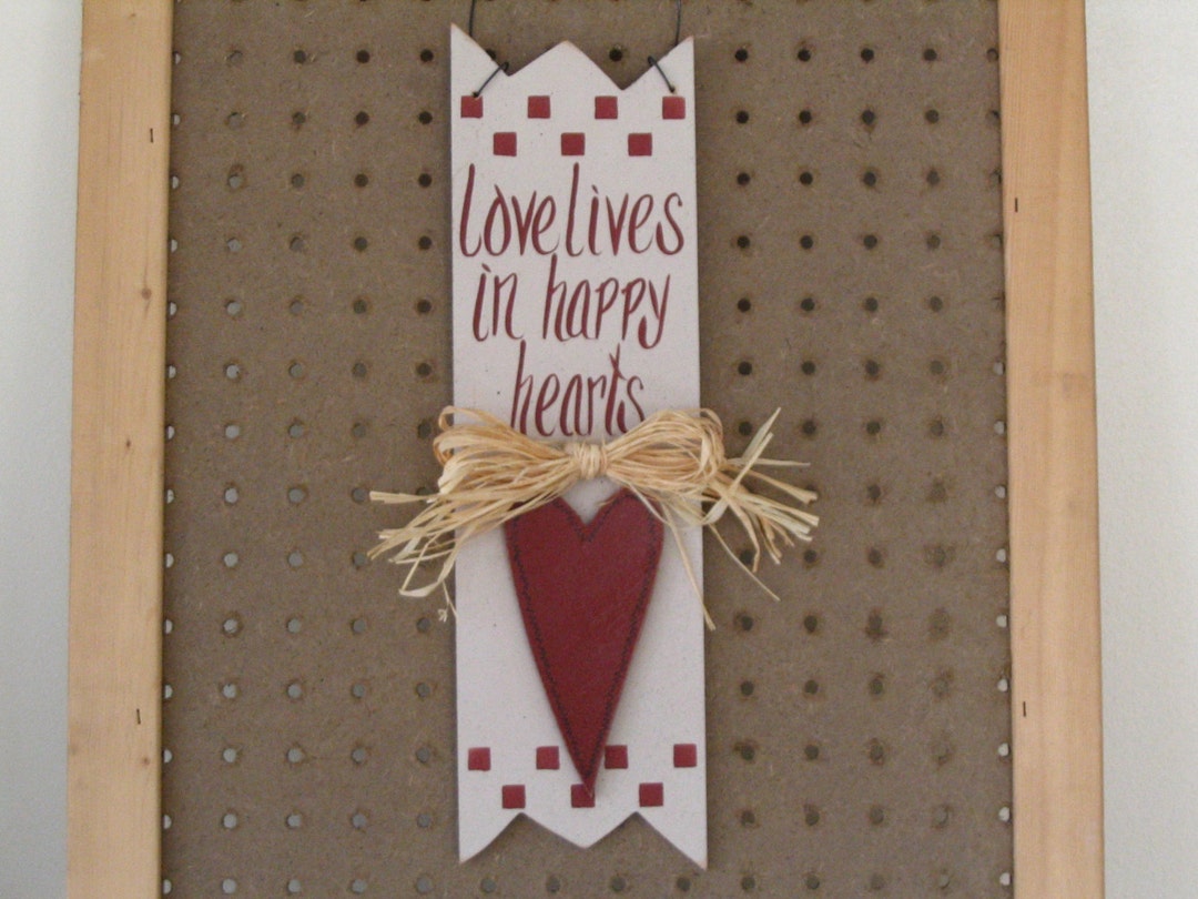 Love Lives in Happy Hearts Wood Sign, Anniversary Gift - Etsy