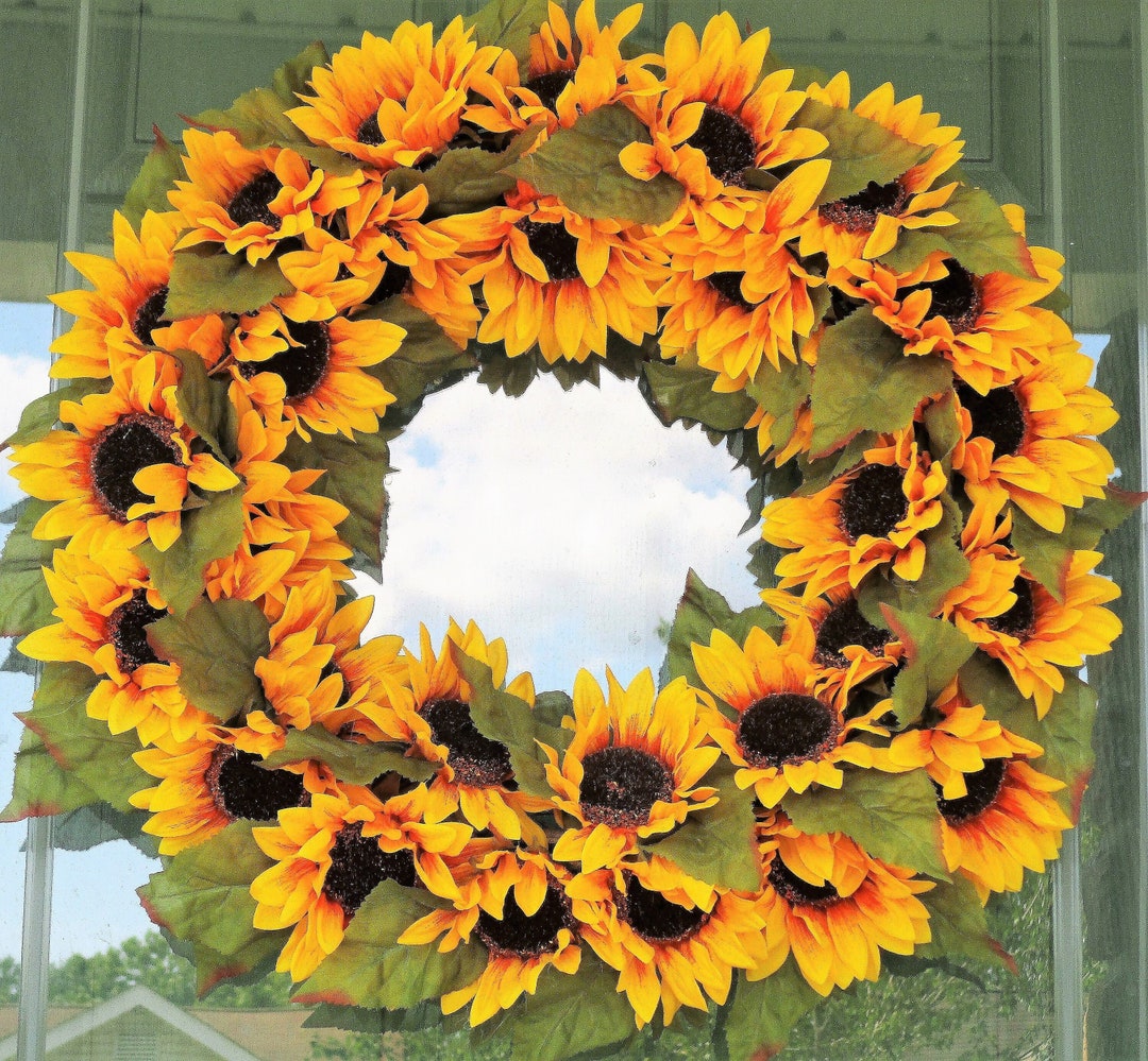Sunflower Welcome Door Wreath - Etsy