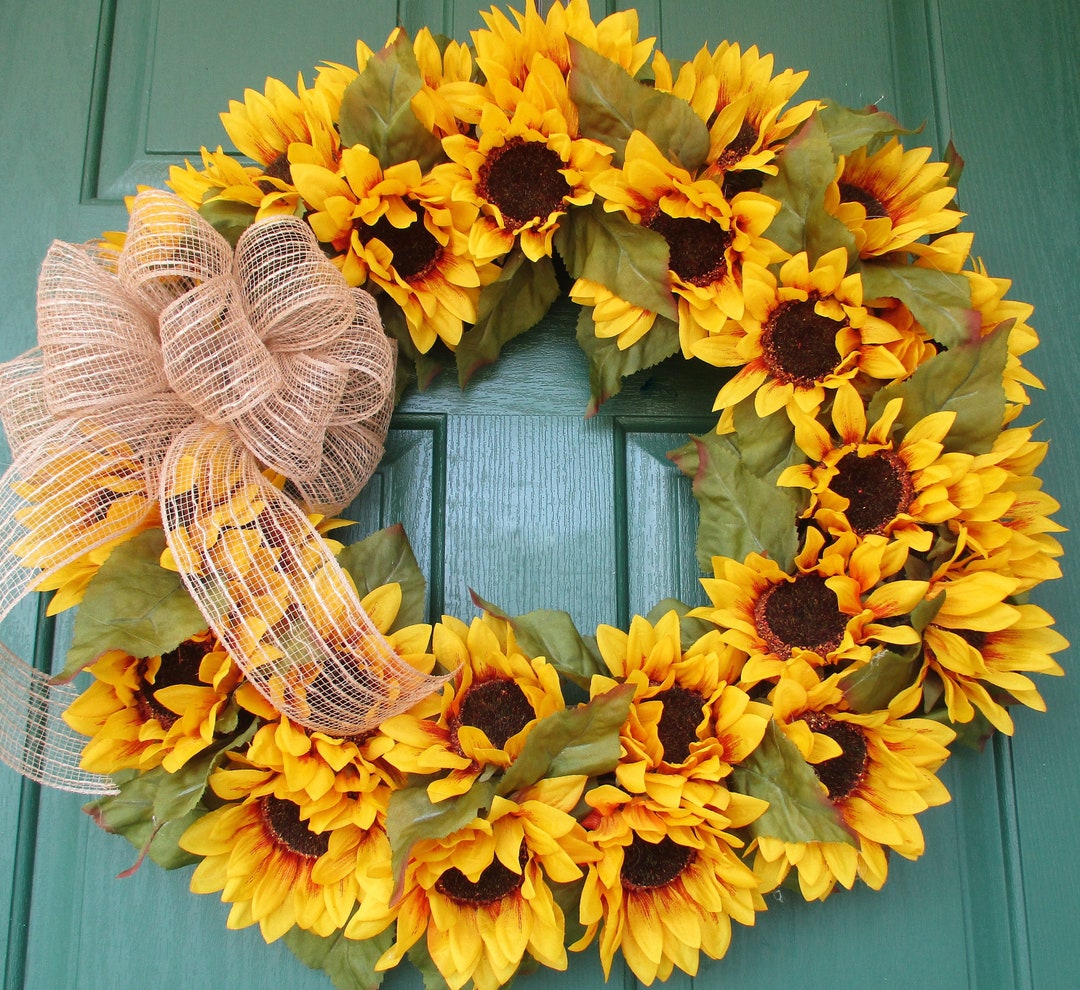 Sunflower Front Door Wreath on Grapevine - Etsy