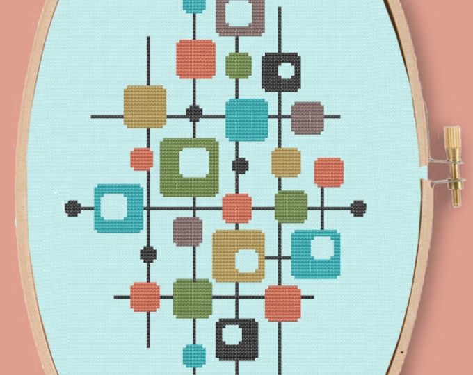MID CENTURY MODERN - Modern Counted Cross Stitch Pattern - Pdf Instant ...