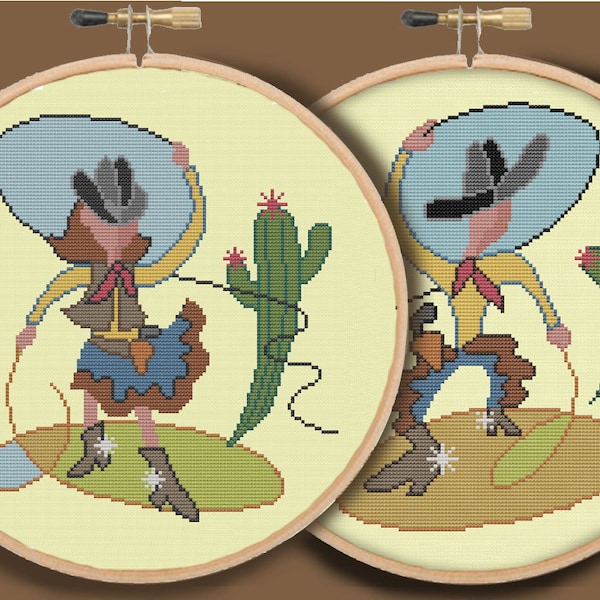 Cowboy Cross Stitch - Etsy