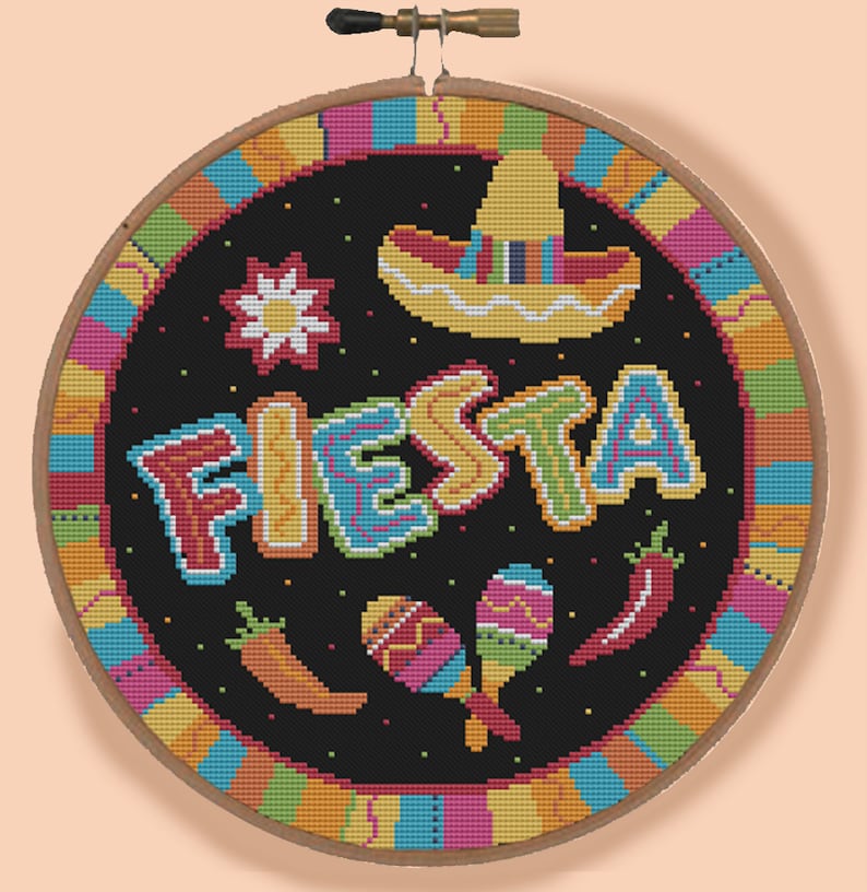 FIESTA - Modern Counted Cross Stitch Pattern - Pdf Instant Download - Etsy