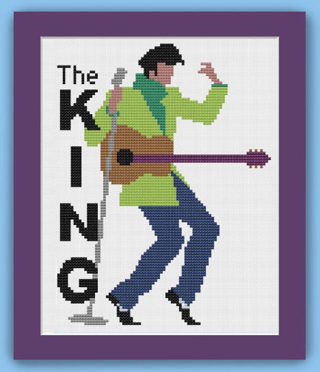 ELVIS THE KING - Modern Counted Cross Stitch Pattern - Pdf Instant ...