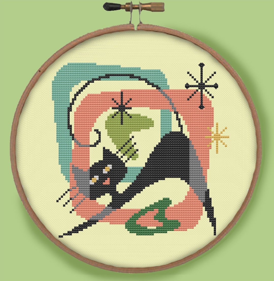 COOL CAT- Modern Counted Cross Stitch Pattern - Pdf Instant Download - Etsy