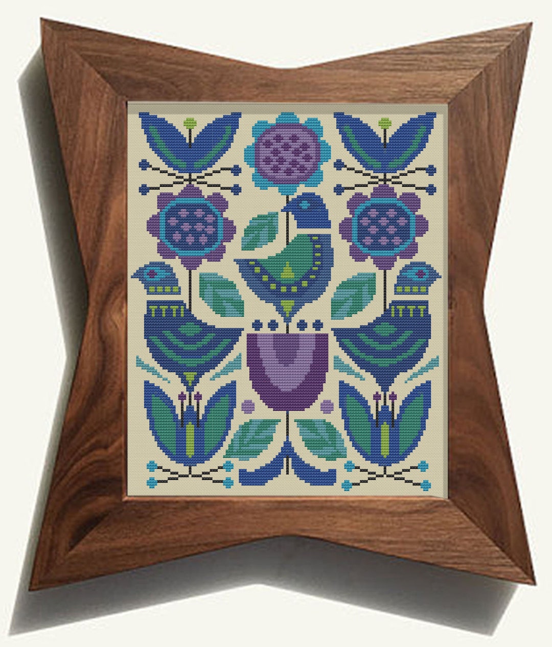 DANISH BIRDS- Modern Counted Cross Stitch Pattern - Pdf Instant ...