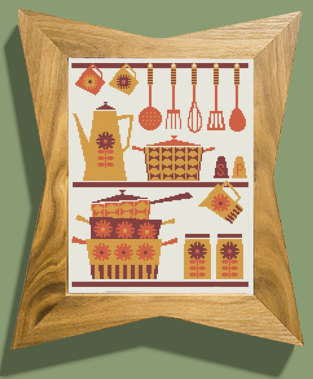 RETRO CUPBOARD - Modern Counted Cross Stitch Pattern - Pdf Instant ...
