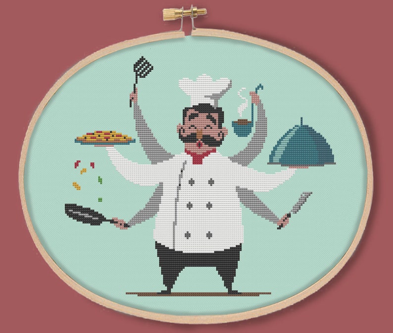 CHEF Modern Counted Cross Stitch Pattern Pdf Instant Download - Etsy