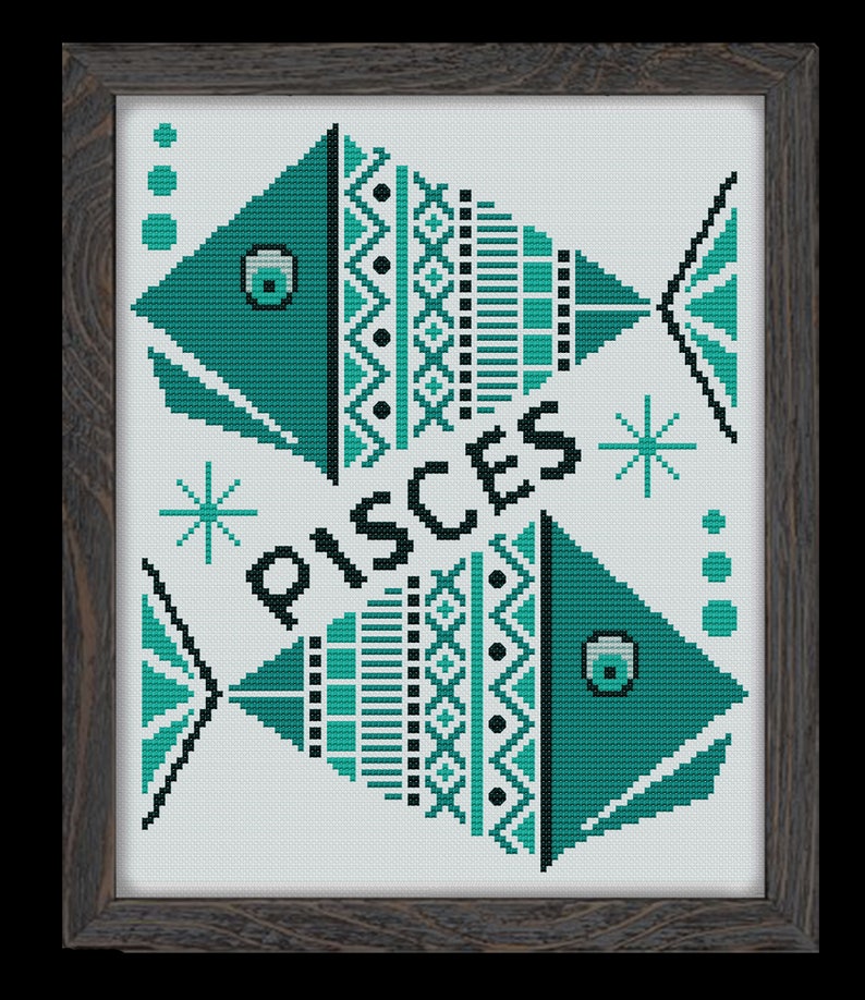 PISCES- Modern Counted Cross Stitch Pattern - Pdf Instant Download - Etsy