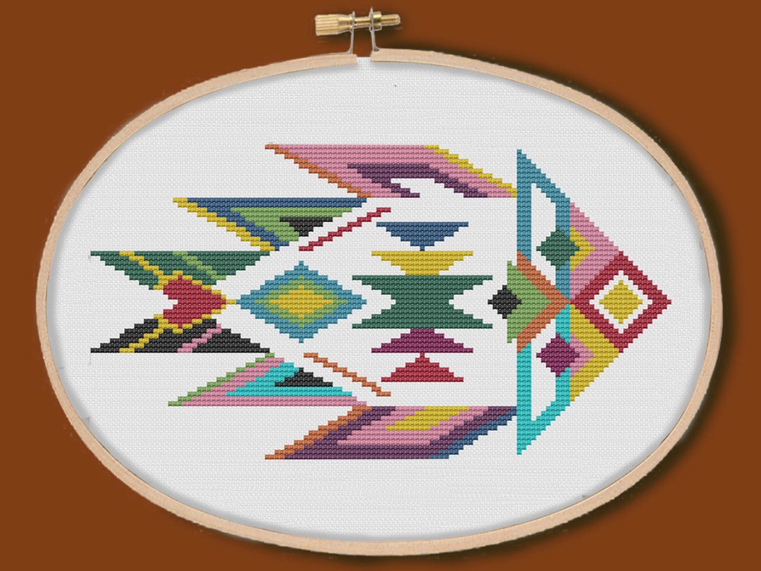 AZTEC FISH - Modern Counted Cross Stitch Pattern - Pdf Instant Download ...