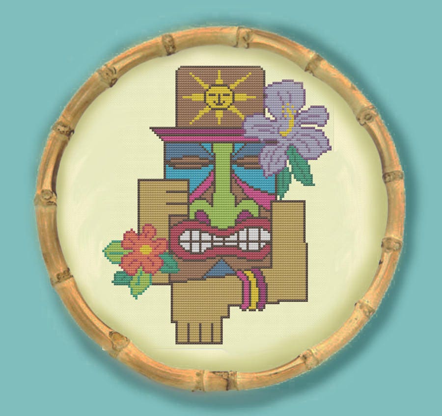 TIKI MAN - Modern Counted Cross Stitch Pattern - Pdf Instant Download ...
