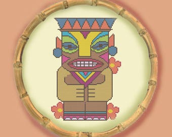 TIKI MAN Modern Counted Cross Stitch Pattern pdf instant | Etsy